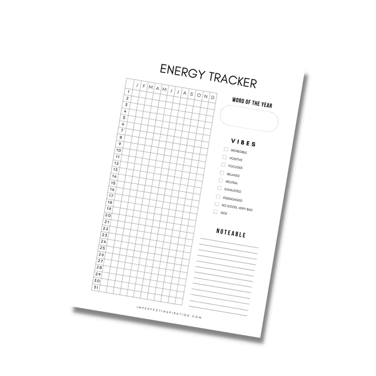Energy Tracker Printable Digital Download – Imperfect Inspiration