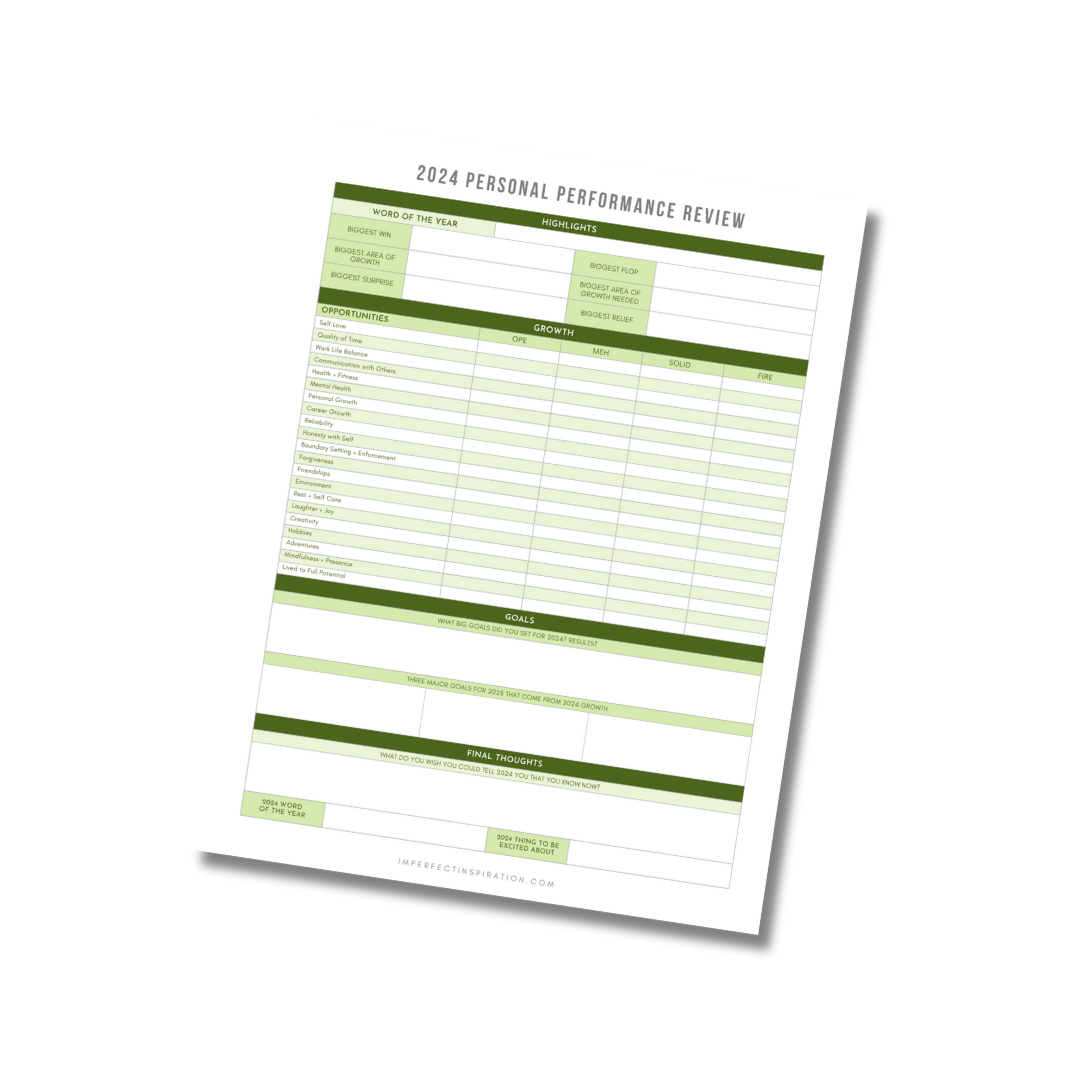 2024 Personal Performance Review Printable Worksheet – Imperfect ...