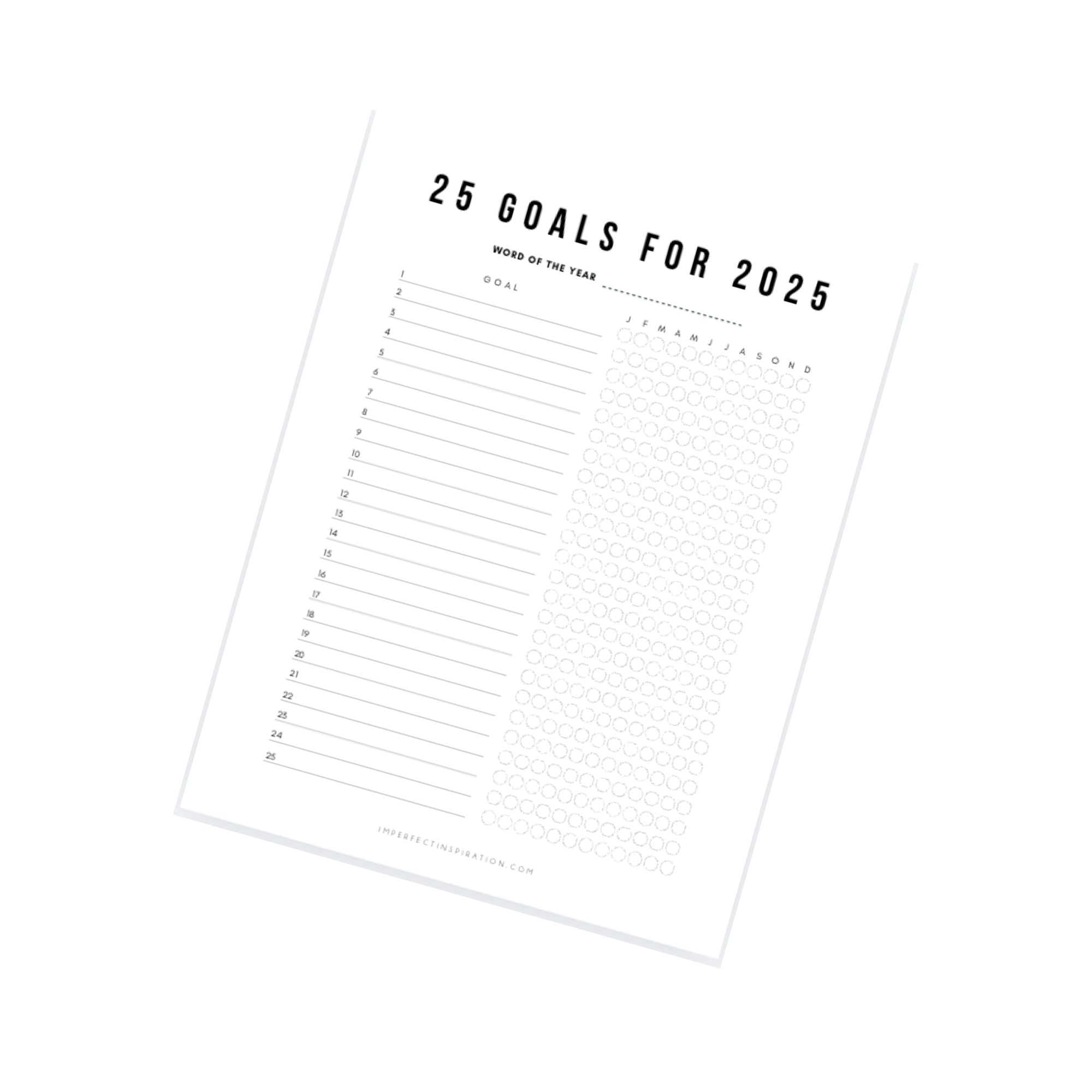 25 Goals for 2025 Digital Download – Imperfect Inspiration