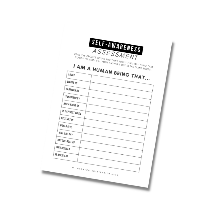 Self Awareness Assessment Printable Digital Download – Imperfect ...
