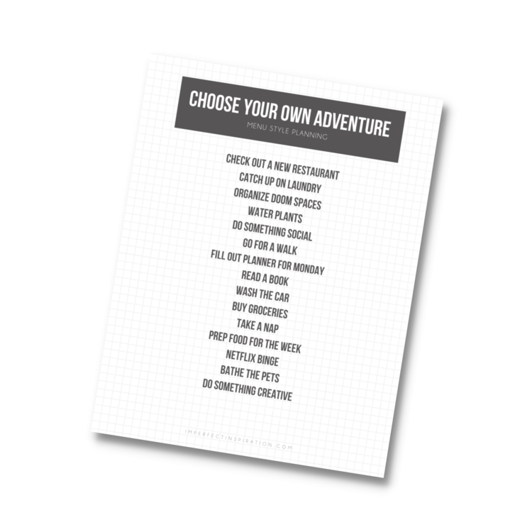 Daily Activity Menu Planner Digital Download – Imperfect Inspiration