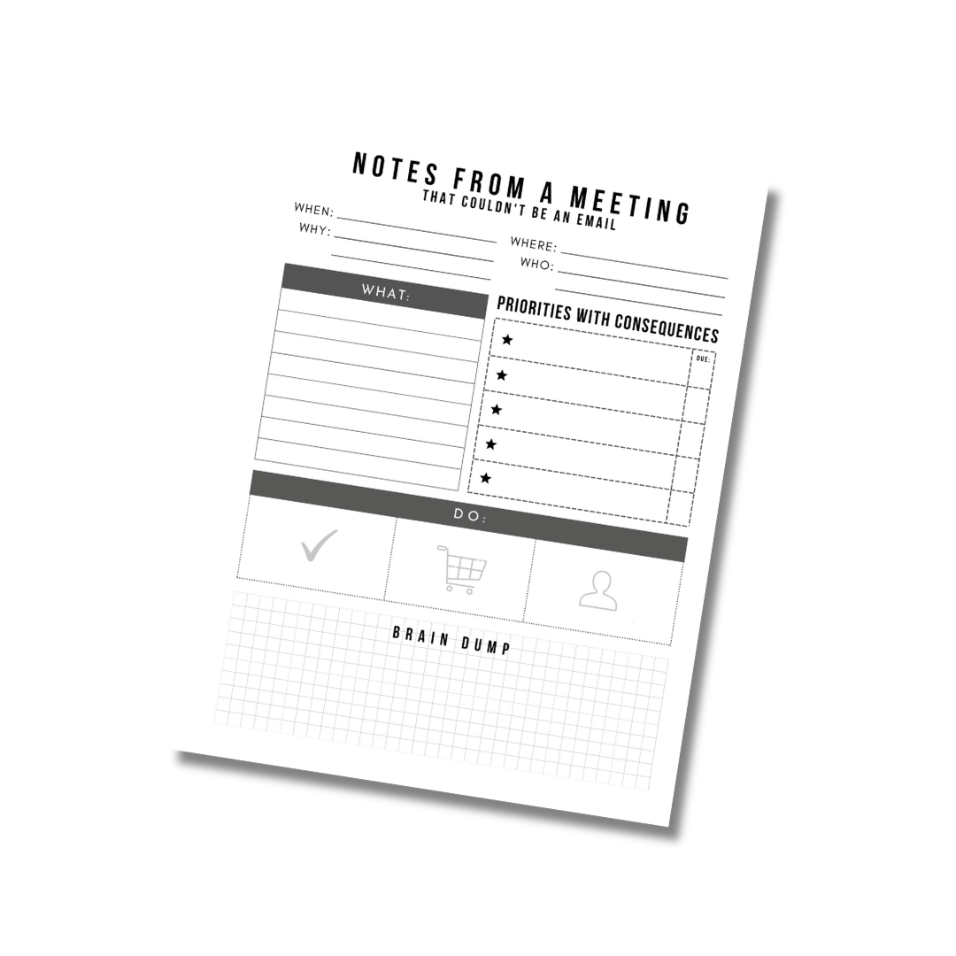 Meeting Notes Planner Digital Download – Imperfect Inspiration