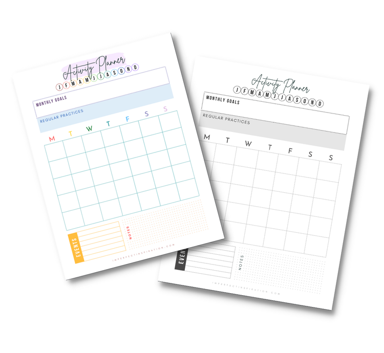 Monthly Activity Planner Printable Digital Download – Imperfect Inspiration
