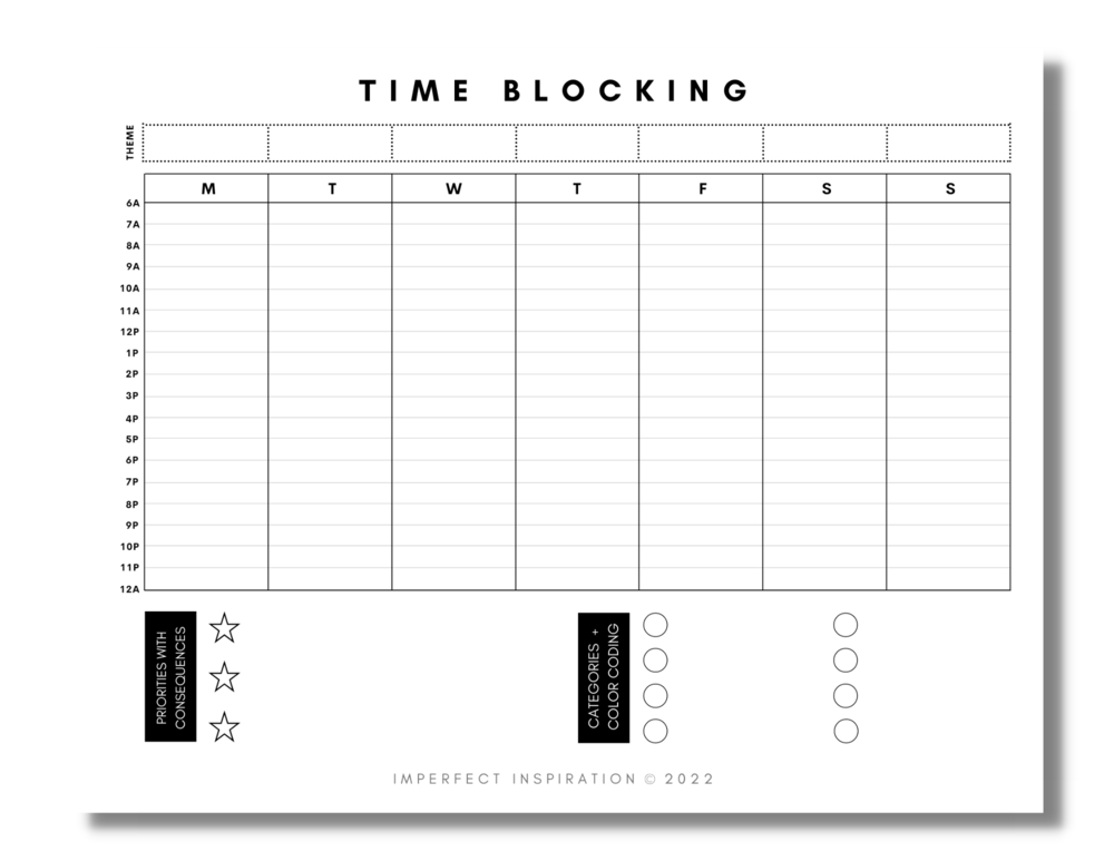 Customizable Time Blocking Planner - Digital Canva Template – Imperfect ...